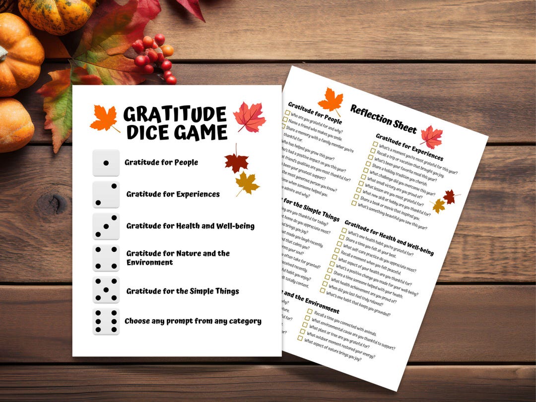 Gratitude Dice Game, Thanksgiving Dice Game: Family & Office Party (PDF ...