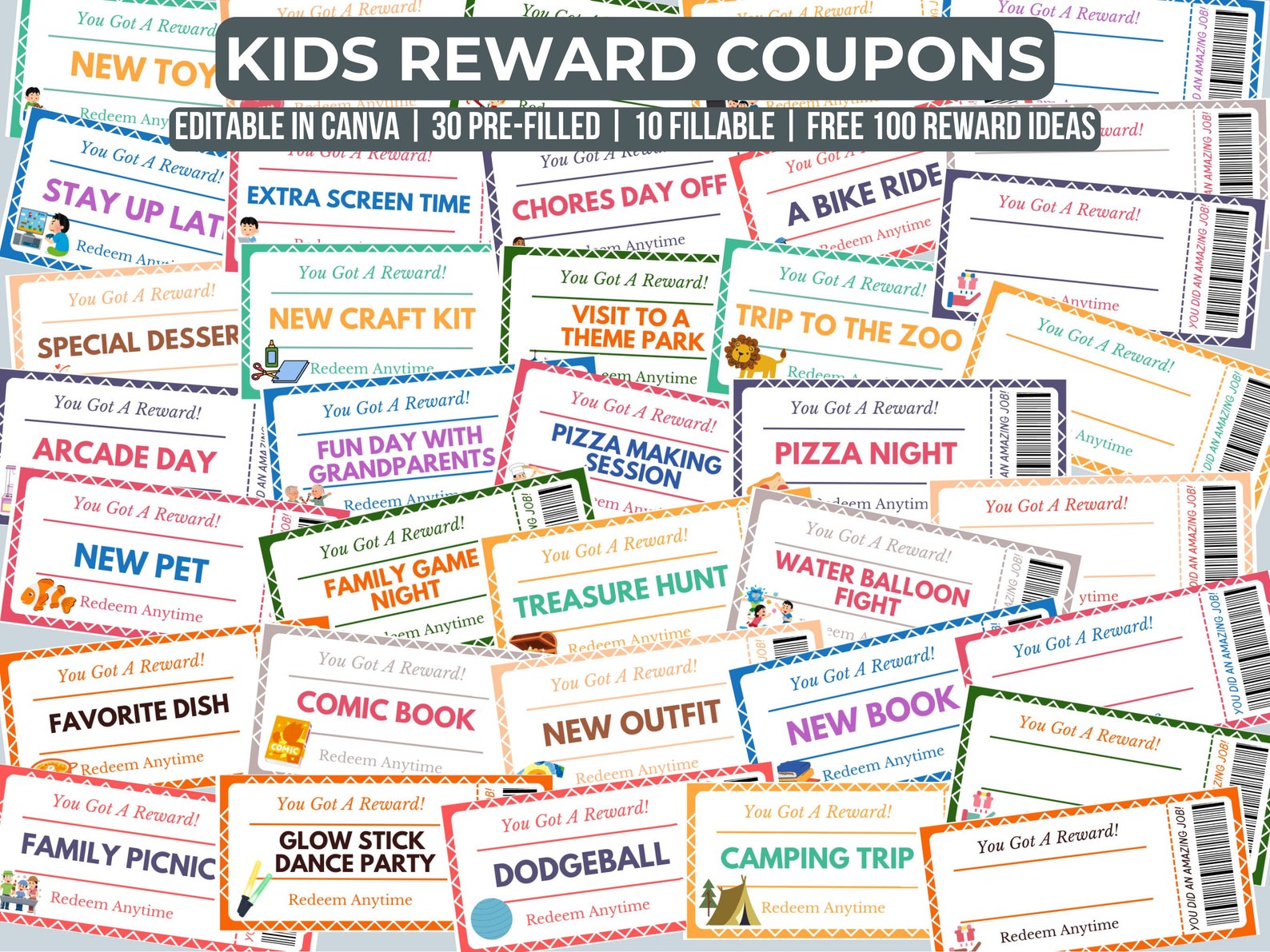Kids Reward Coupons, Kids Reward Bucks, Editable Coupon Book, Reward ...