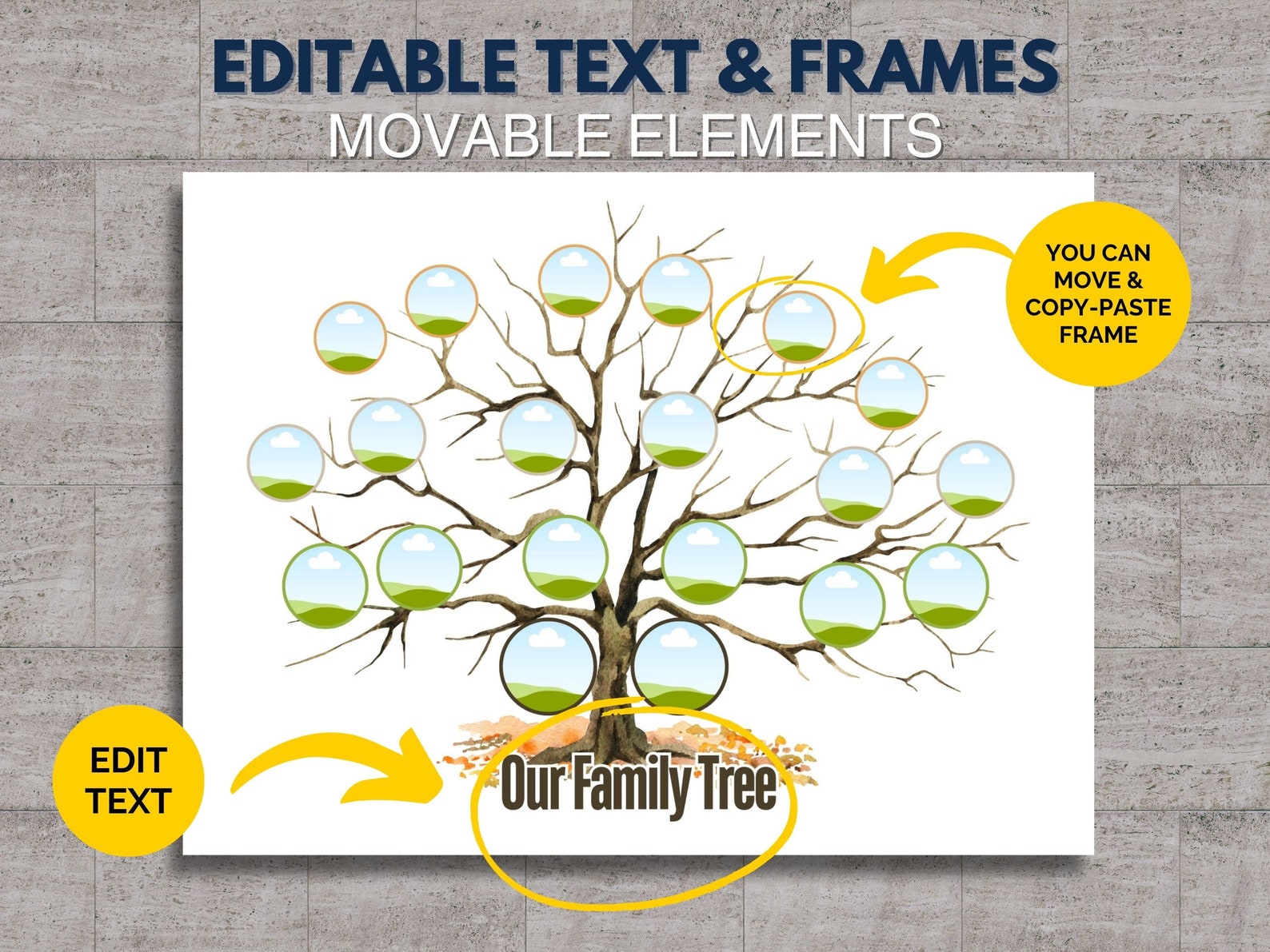 Editable Family Tree, Family Tree Wall Art, Family Tree Template ...
