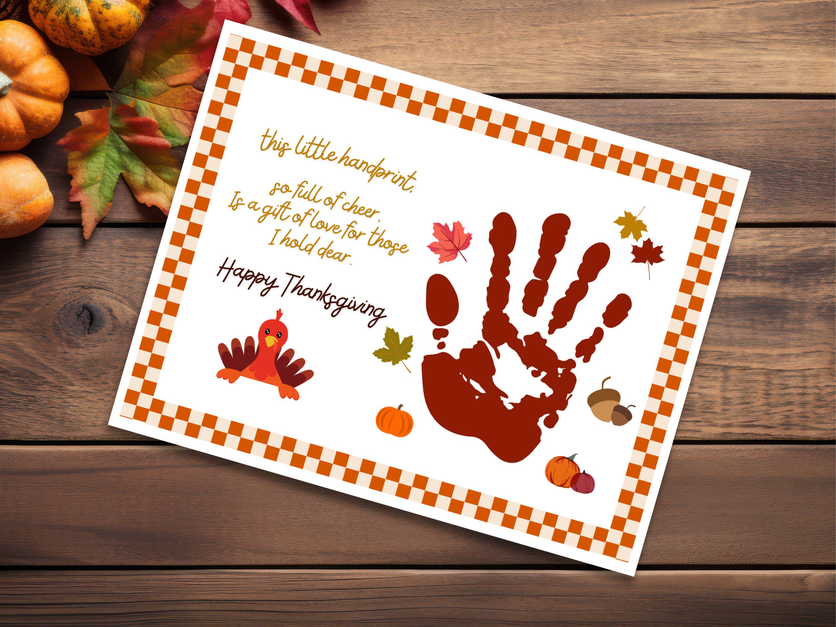 Thanksgiving Handprint Placemat, Turkey Handprint Art, Handprint Poem ...