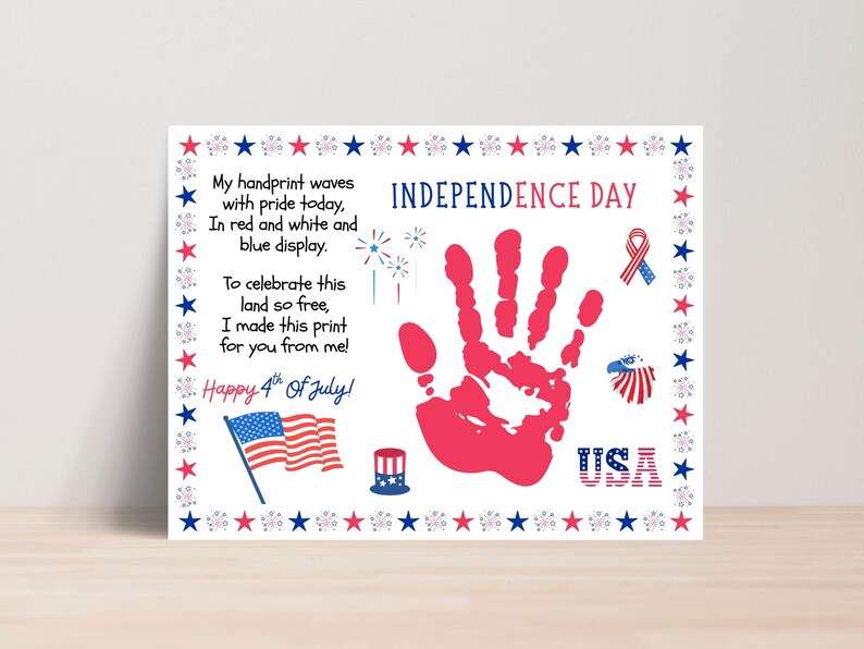 4th of July Handprint Craft, July 4th Handprint, Independence Day ...
