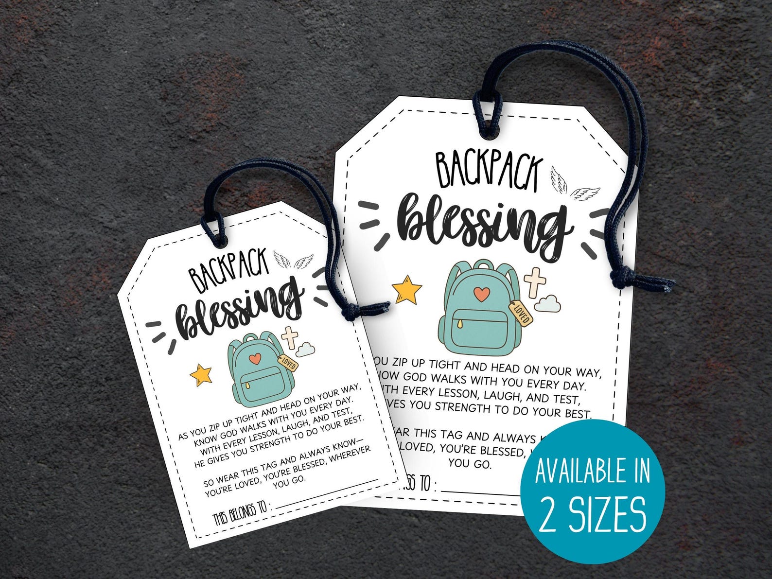 Backpack Blessing Tags, Preschool Backpack Tag, Back to School Gift Tag ...