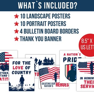 Veterans Day Bulletin Board Kit, Thank You Veterans Posters, Happy ...