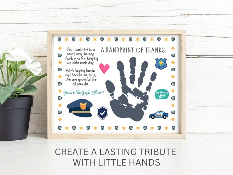 Police Appreciation Handprint Art, Police Officer Gifts, Thank You Gift ...