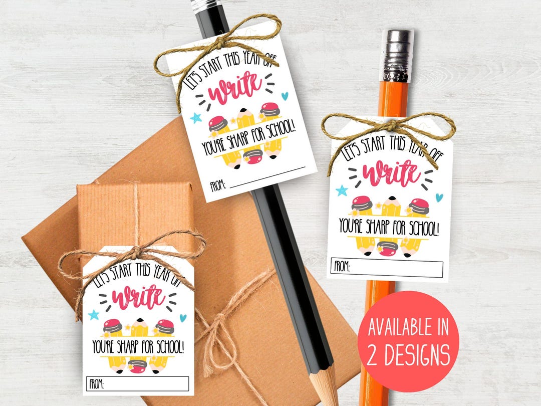 Back to School Pencil Gift Tag: Printable Teacher/student Tag (PDF ...