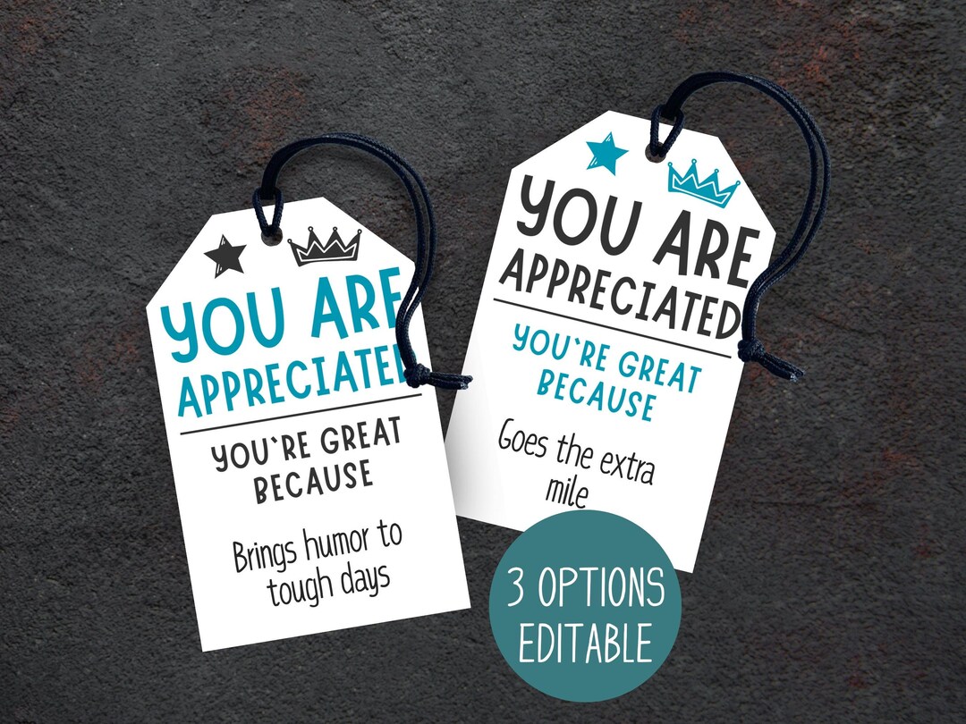 Editable Employee Appreciation Gift Tags: Staff and Coworker ...