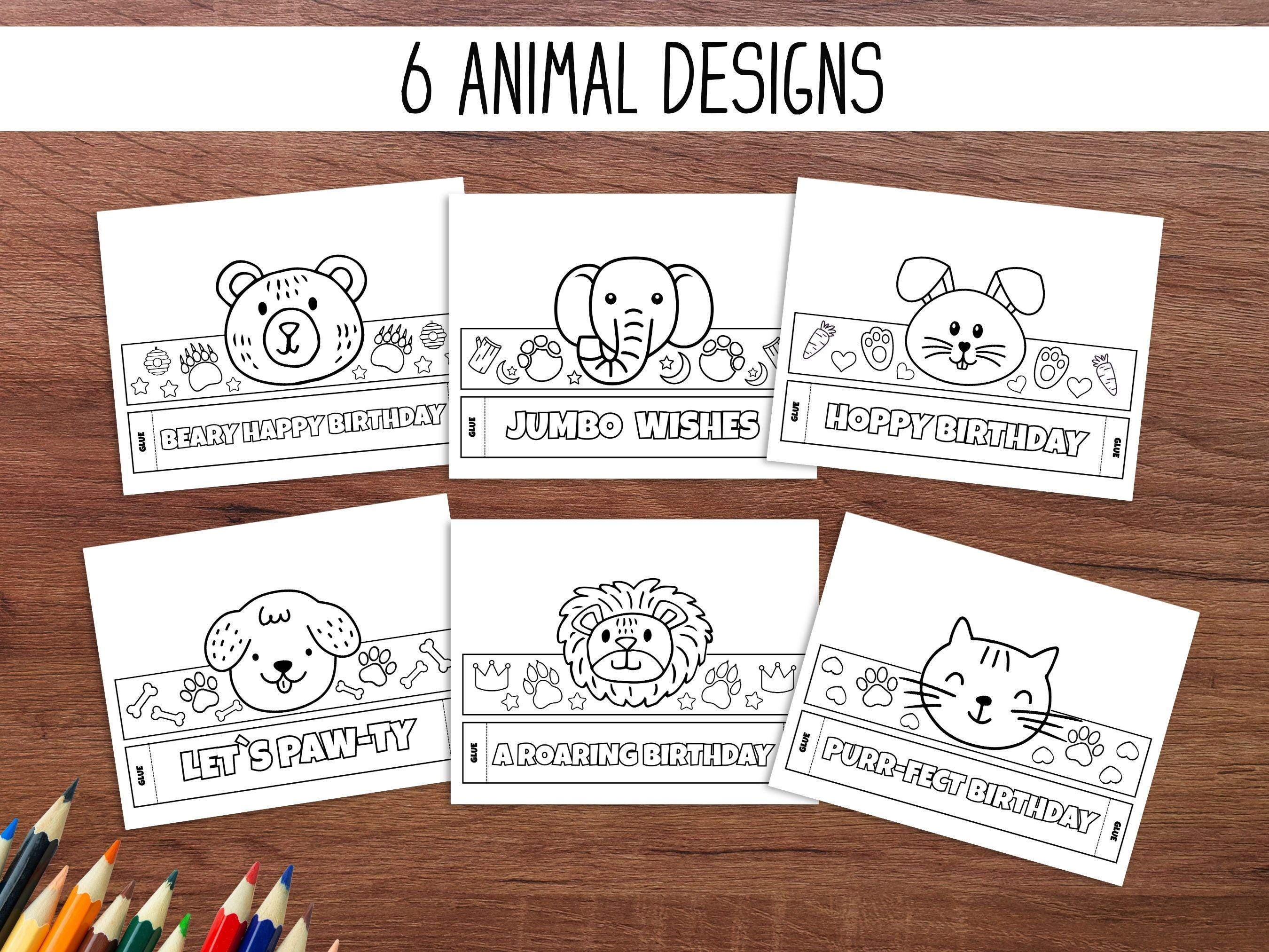 Printable Birthday Crown, Animal Paper Crown Craft, Kids Birthday ...