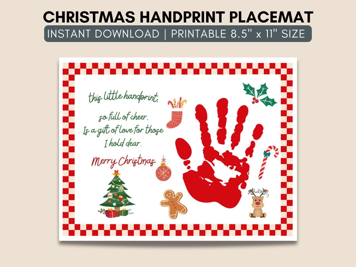 Christmas Handprint Placemat, Christmas Handprint Art, Handprint Poem ...