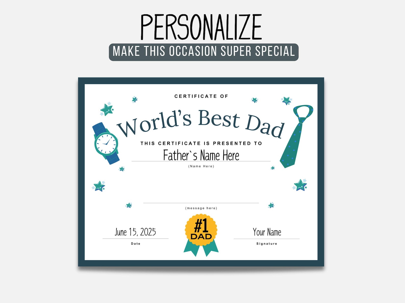 World's Best Dad Certificate, Father's Day Certificate, Best Dad Ever ...