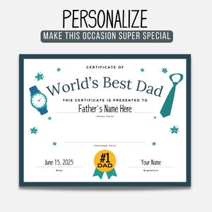 World's Best Dad Certificate, Father's Day Certificate, Best Dad Ever ...