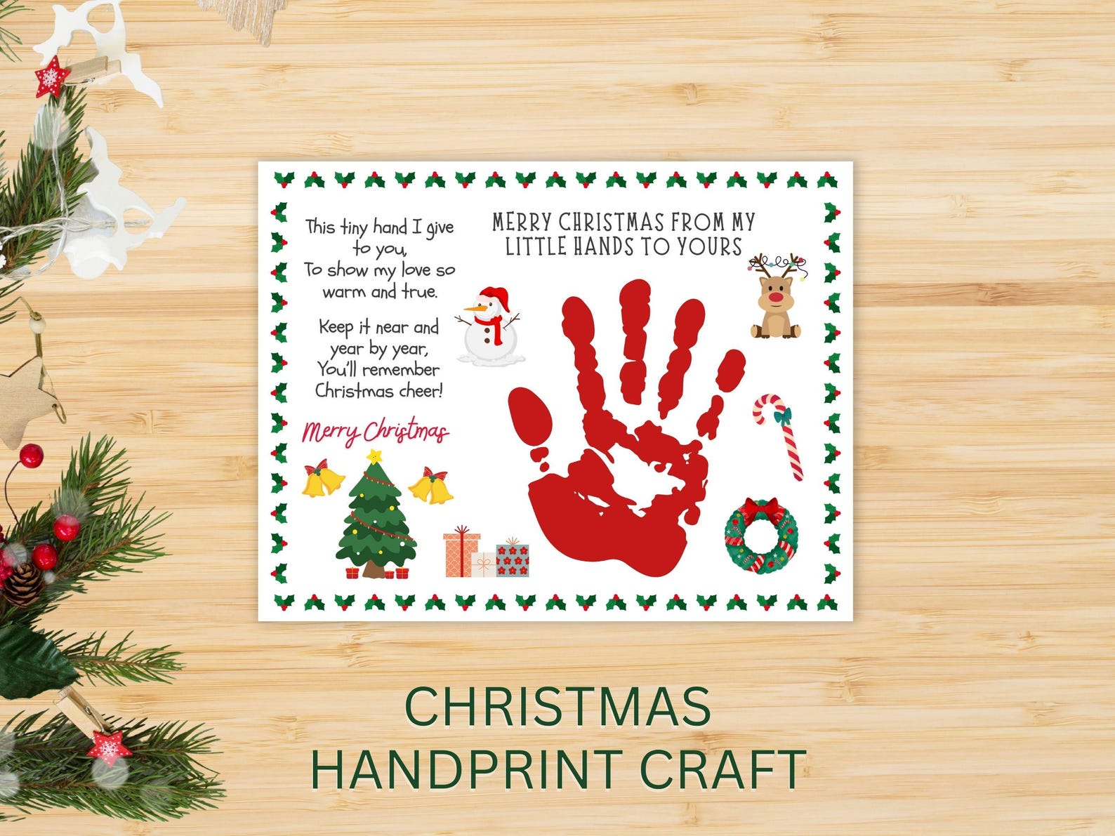 Christmas Handprint Craft Printable, Handprint Keepsake, Christmas ...