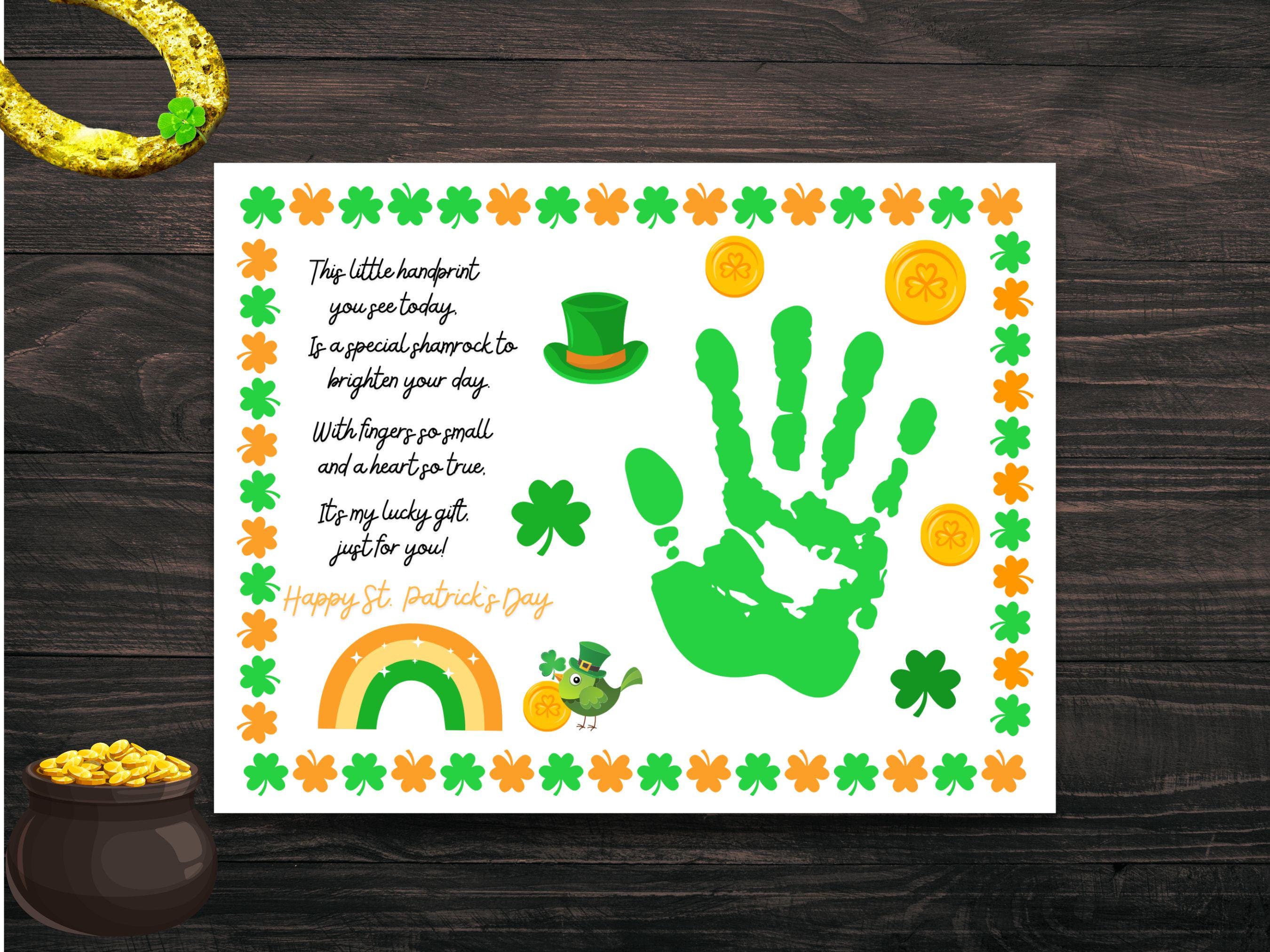 St Patricks Day Handprint Craft, Saint Patrick Handprint Art, Handprint ...