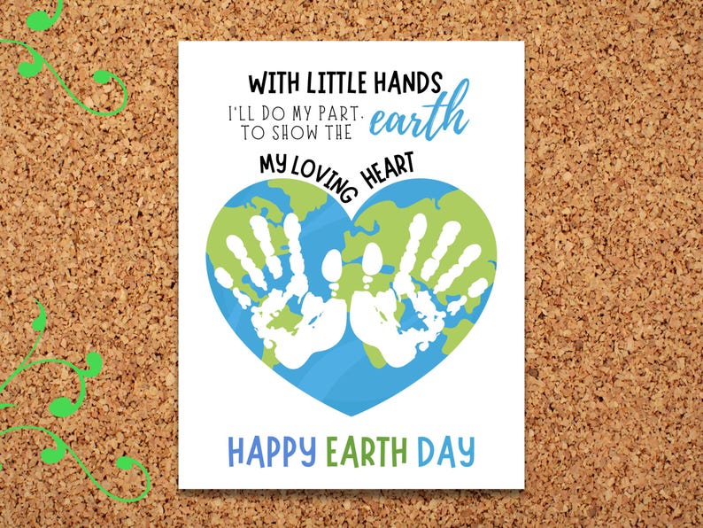 Earth Day Handprint Art Craft, Handprint Love Earth, Handprint Sign ...