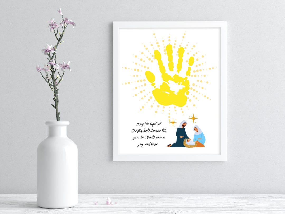Nativity Scene Handprint, Christmas Handprint Art, Manger Handprint ...