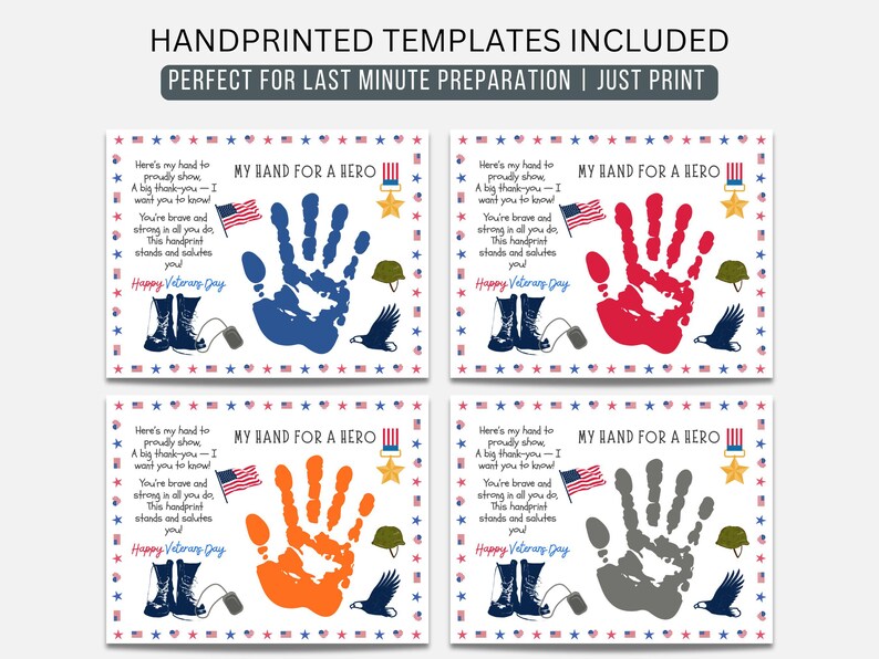 Veterans Day Handprint Craft, Veteran Appreciation, Patriotic Handprint ...