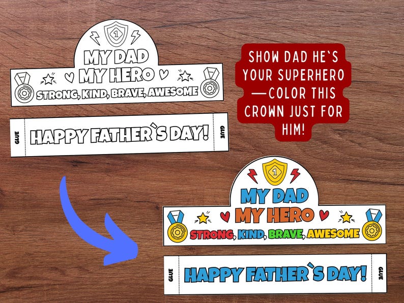 Printable Fathers Day Craft, Fathers Day Paper Crown, Fathers Day Craft ...