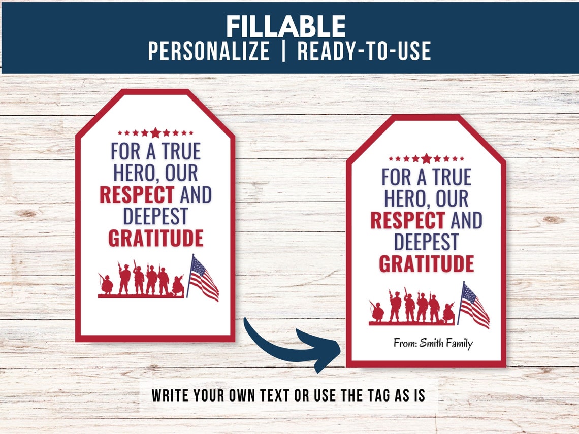 Veterans Day Gift Tag, Veterans Day Tags, Veterans Day Labels, Editable ...
