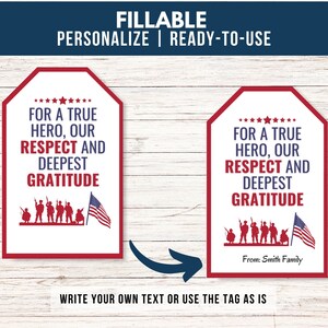 Veterans Day Gift Tag, Veterans Day Tags, Veterans Day Labels, Editable ...