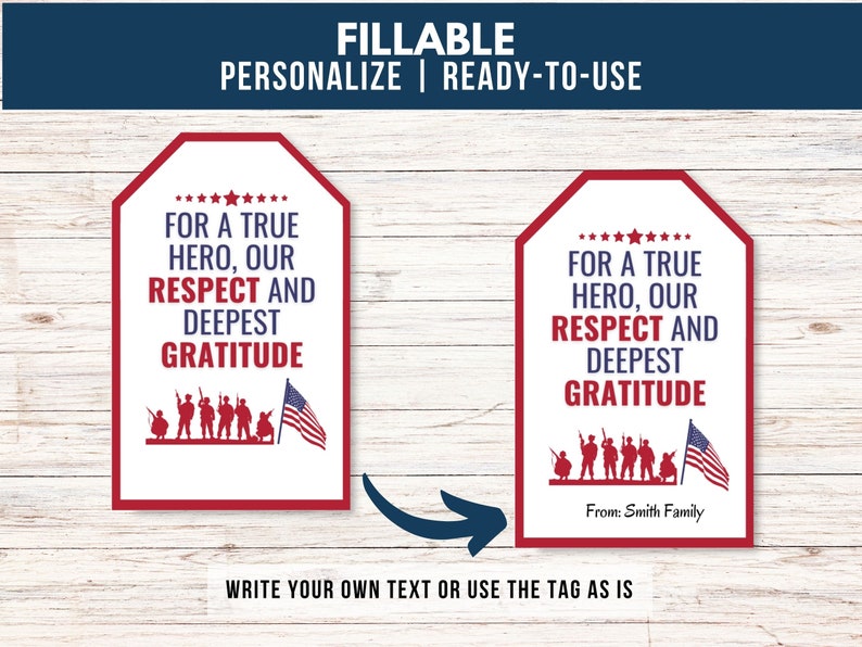 Veterans Day Gift Tag, Veterans Day Tags, Veterans Day Labels, Editable ...