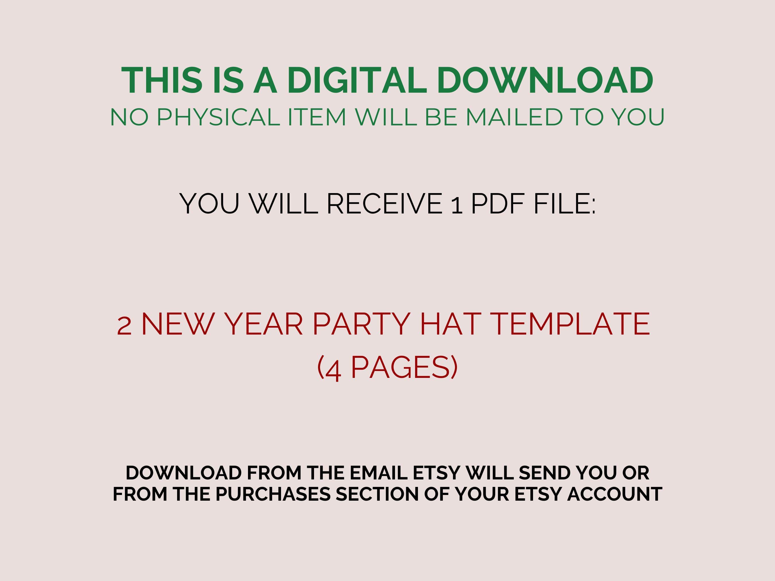 2025 New Year Party Hat, Printable Color Your Own Party Hat, Kids New ...