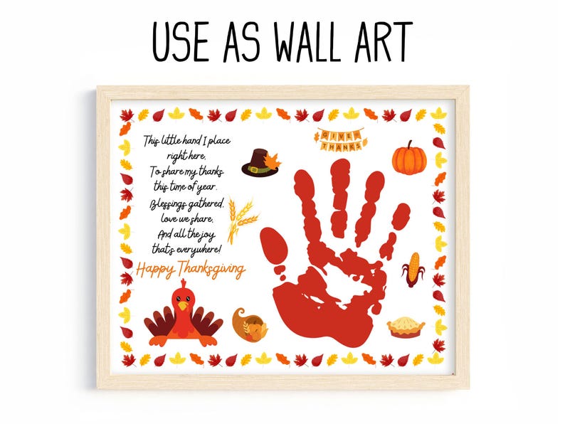 Thanksgiving Handprint Craft: Turkey Poem Art, Preschool Fall Activity ...