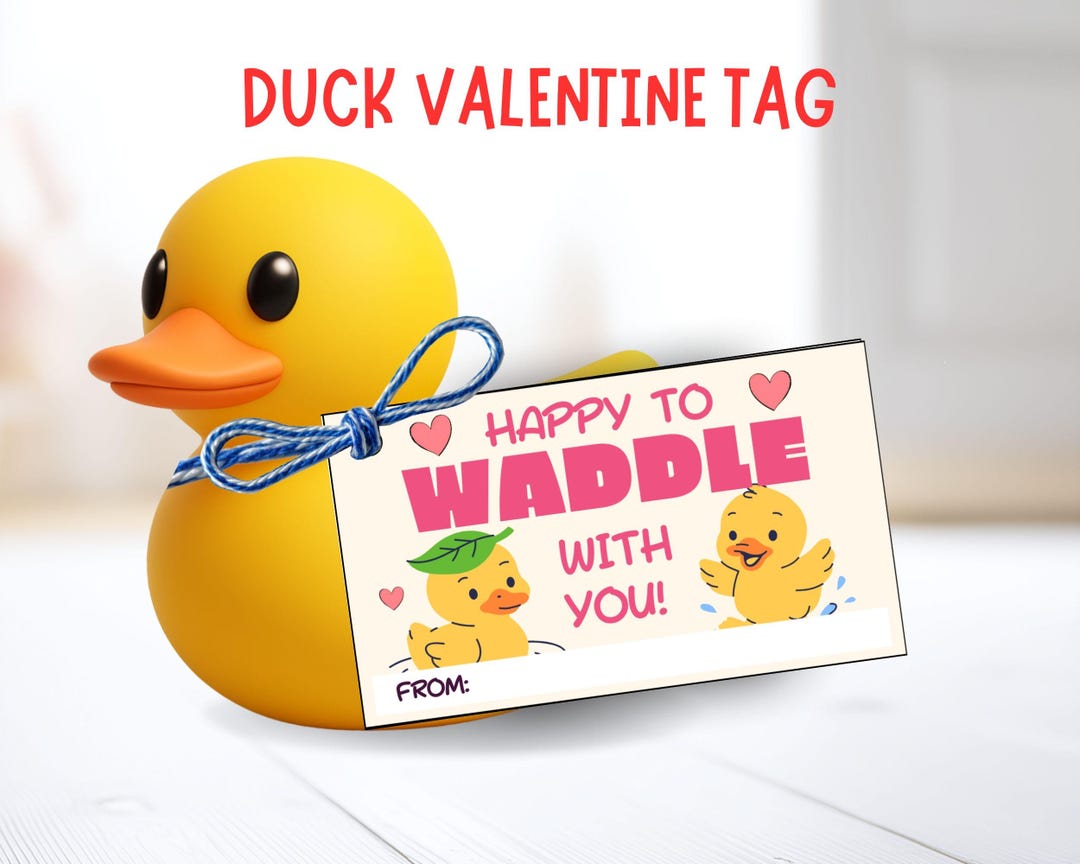 Duck Valentine Tag, Ducky Valentine Card, Non Candy Classroom Valentine ...