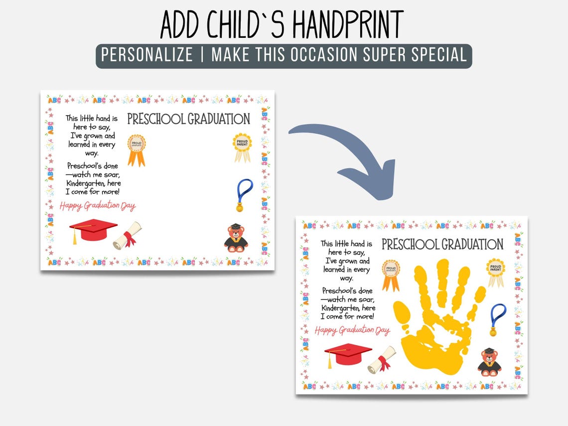 Preschool Graduation Handprint Craft, Graduation Handprint Poem, Last ...