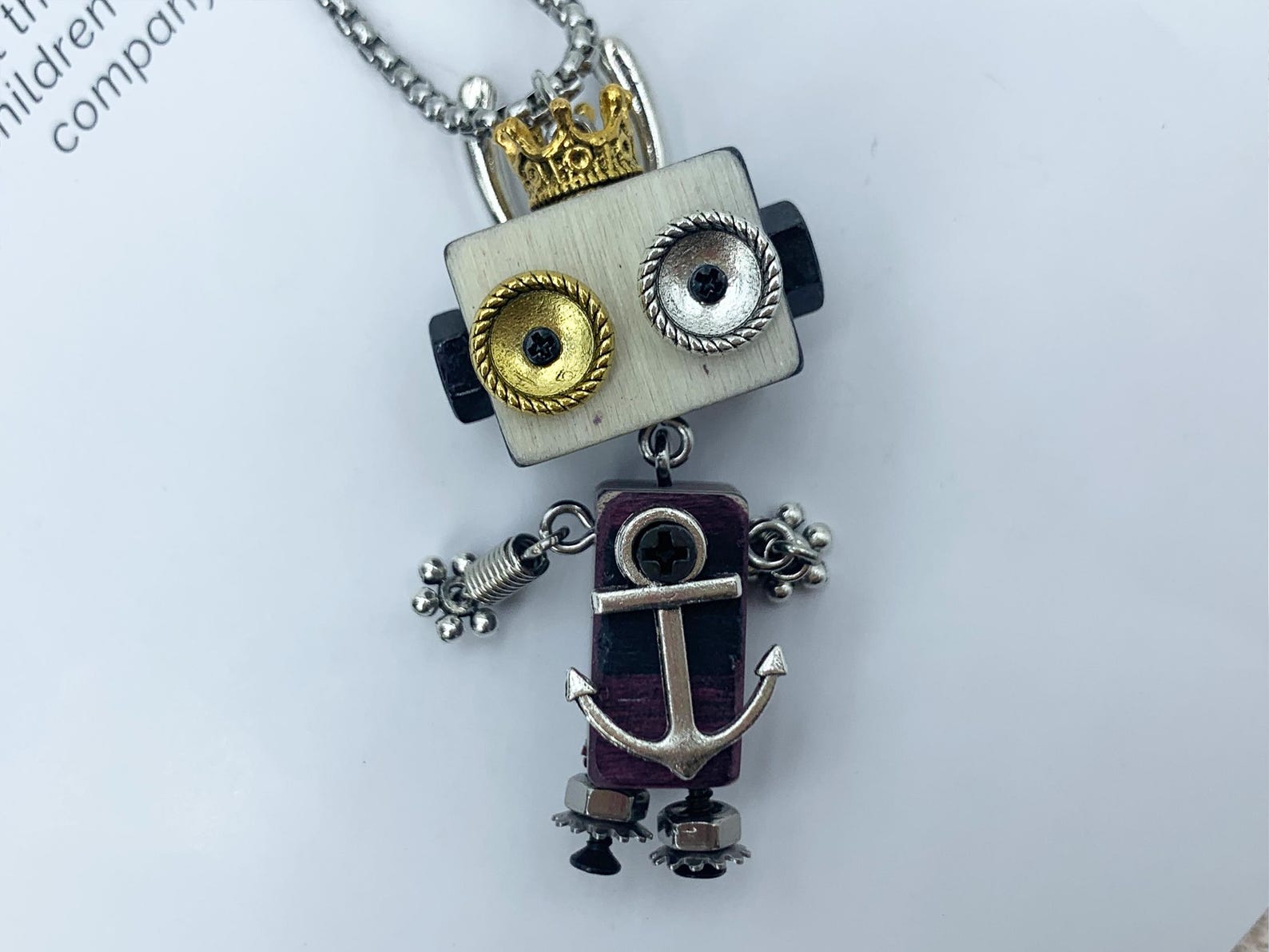 2pcs Wooden Steampunk Robot Figurine Pendant Decor Gift, Unique Mini ...