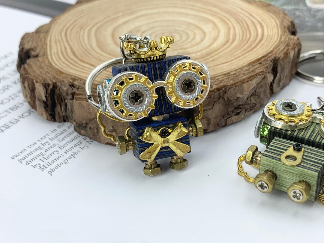 2pcs Mini Steampunk Robot Key Chain Gifts for Purse Charm, Unique Metal ...