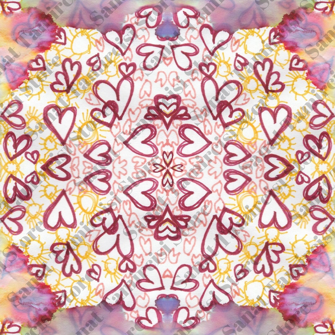 Hand Drawn Digital Paper Heart Scrapbook Paper, Seamless Files Pattern ...