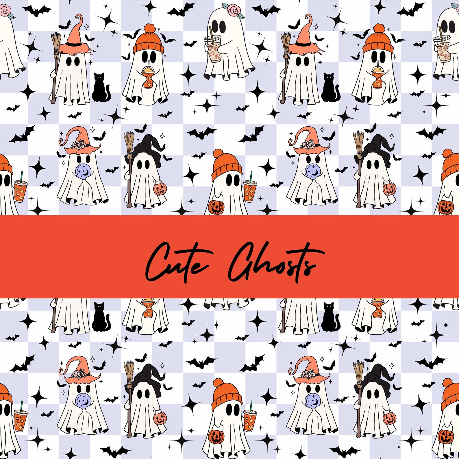 Cute Ghosts - Seamless Pattern, Paper, Wall Paper, Black and Purple ...