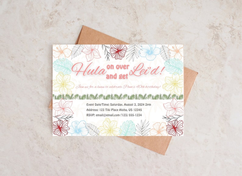 Hula on Over Party Invitation Template - Birthday Party - Luau Party ...