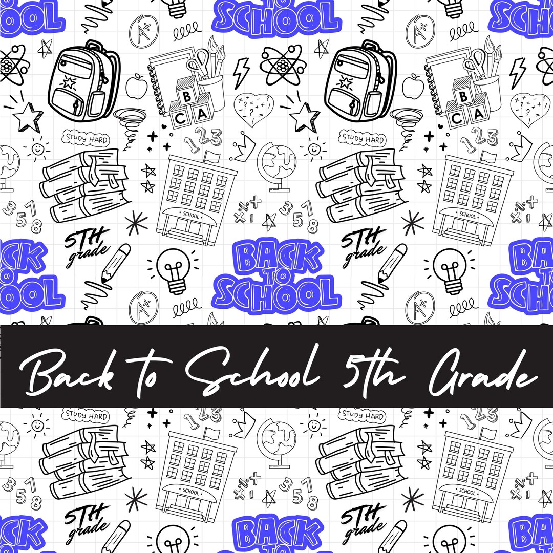 Back to School 5th Grade Seamless Pattern (PDF & PNG) - Etsy