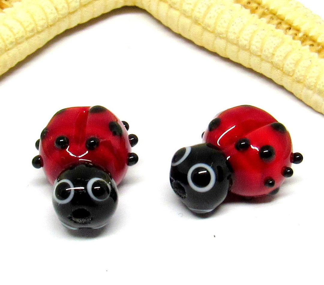 2 Glass Ladybugs, Lampwork, 14mm X 8mm, 2mm Hole, MTO - Etsy