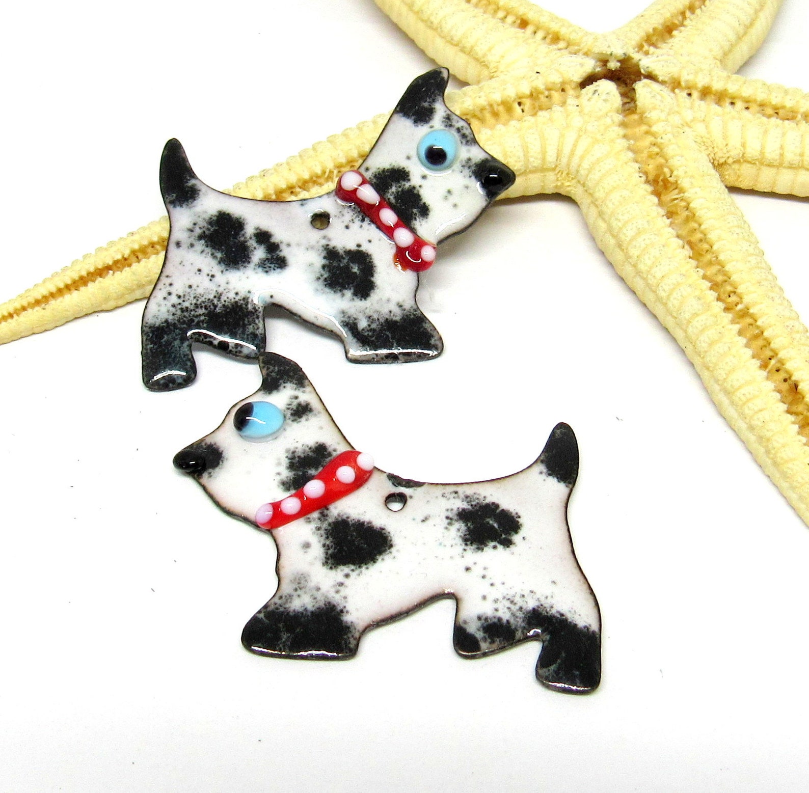 2 Copper-dogs Enameled 33mm X 30mm Components for Making - Etsy
