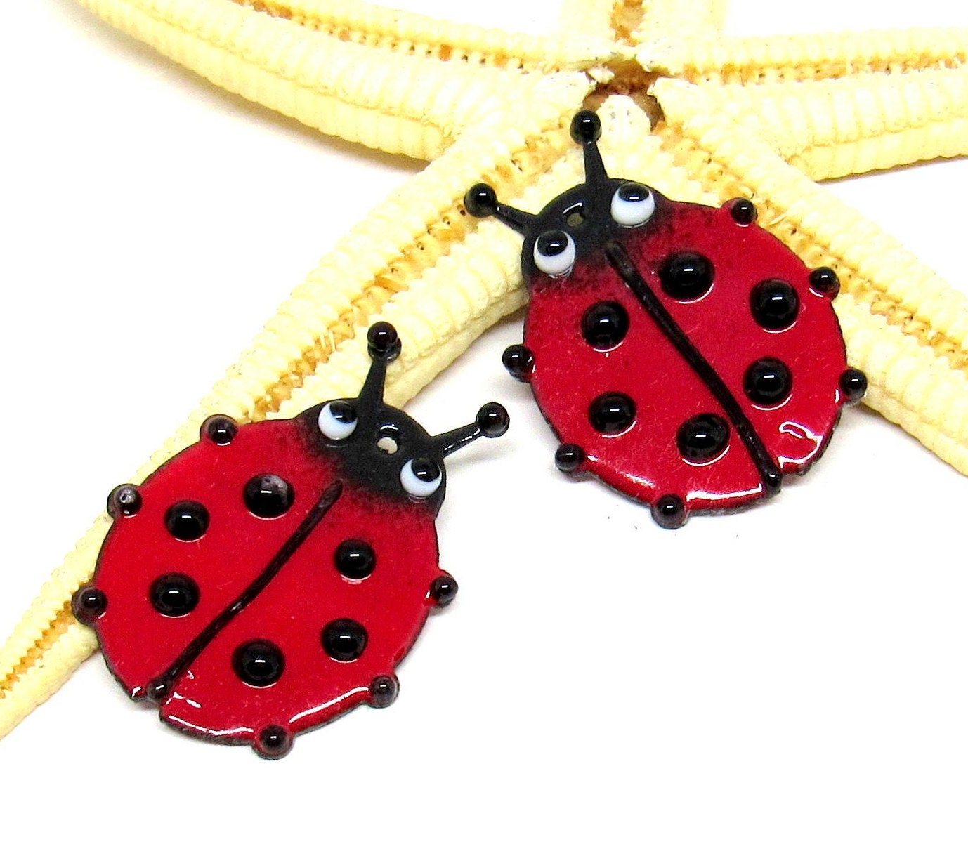 2 Copper-elements Enameled, Ladybug, Components for Jewelry Making, MTO ...