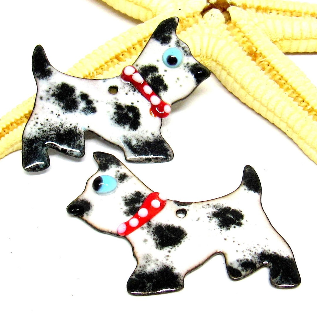 2 Copper-dogs Enameled, 33mm X 30mm, Components for Making Jewelry - Etsy