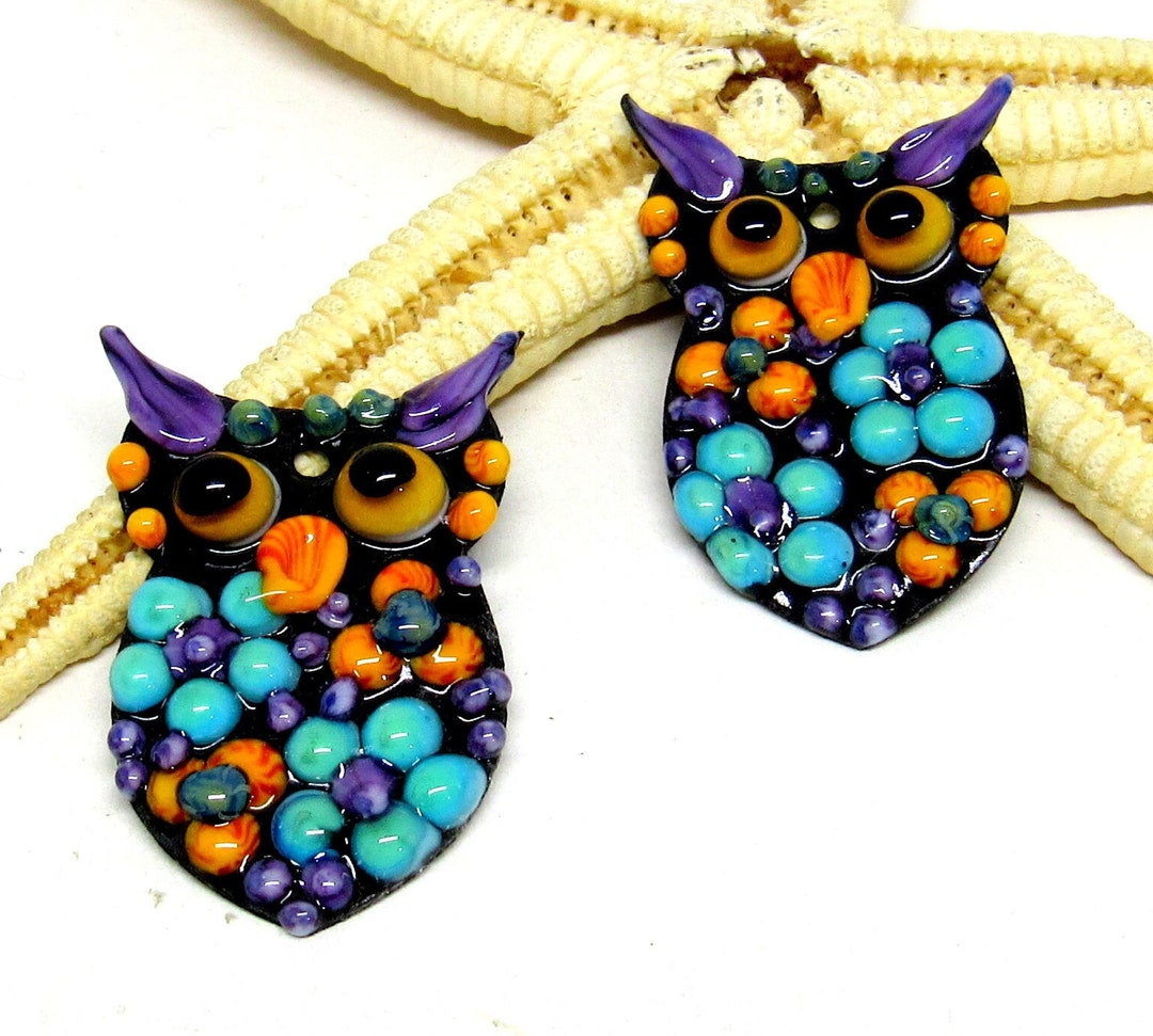 2 Copper-elements Enameled, Owls, Components for Making Jewelry, MTO - Etsy