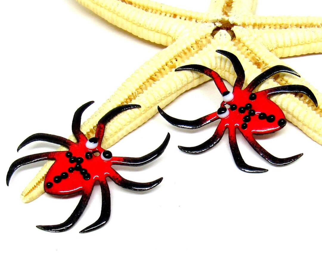 2 Copper-spiders Enameled, Components for Making Jewelry, Made to Order ...
