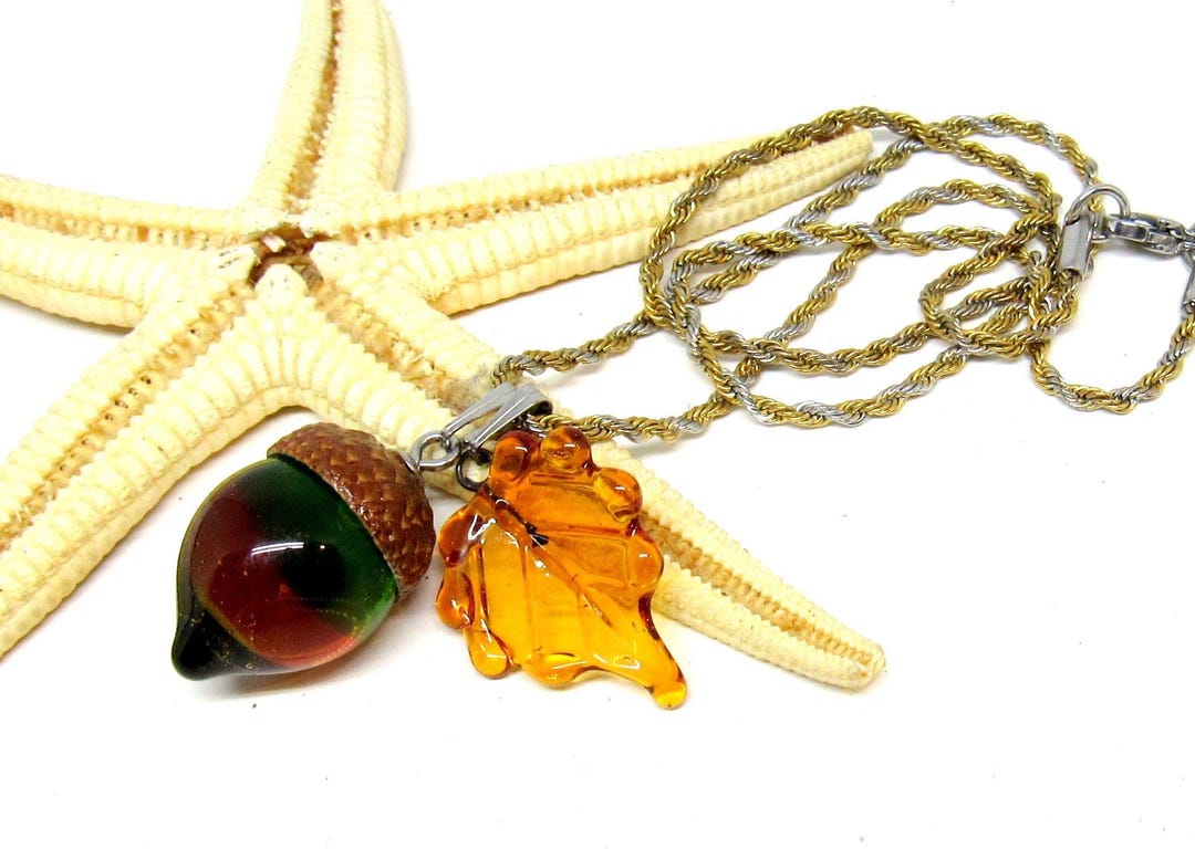 Glass Pendant Acorn With Leave, Lampwork, Muranoglass, Option ...