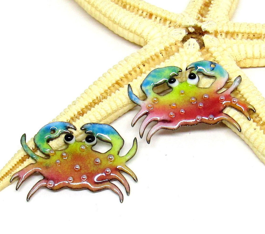 2 Copper-elements Enameled, Crab, Components for Jewelry Making, MTO - Etsy
