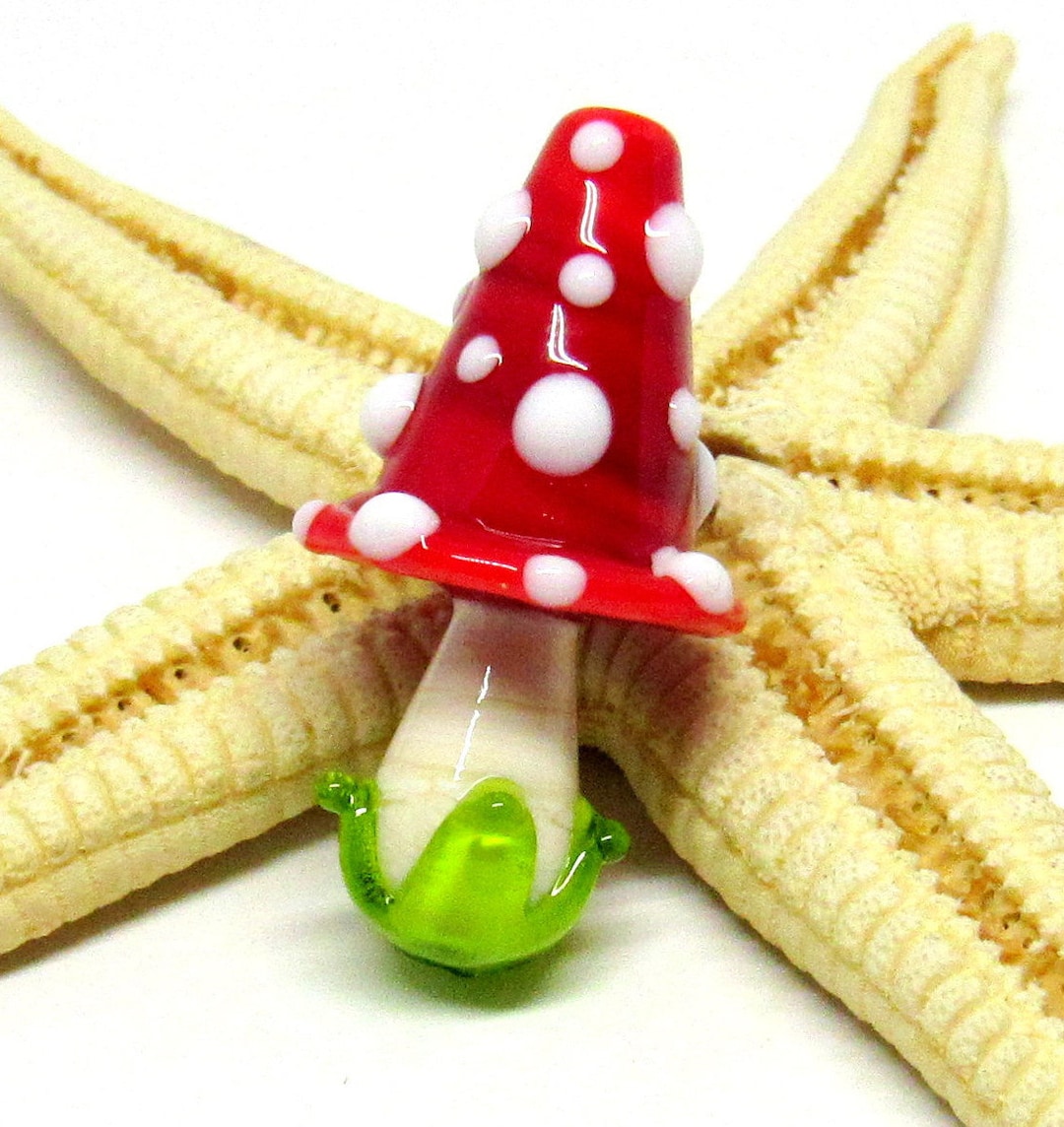 Glass Toadstool Bead, Lampwork, Muranoglass, 35mm X 18mm, Hole 2mm, MTO ...