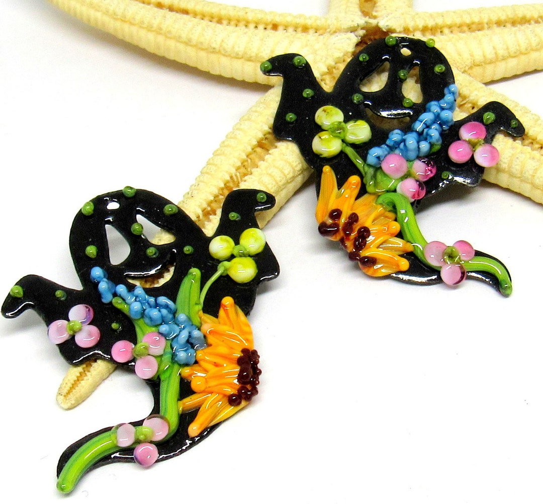 2 Copper-elements Enameled, Ghost, Components for Jewelry Making, MTO ...