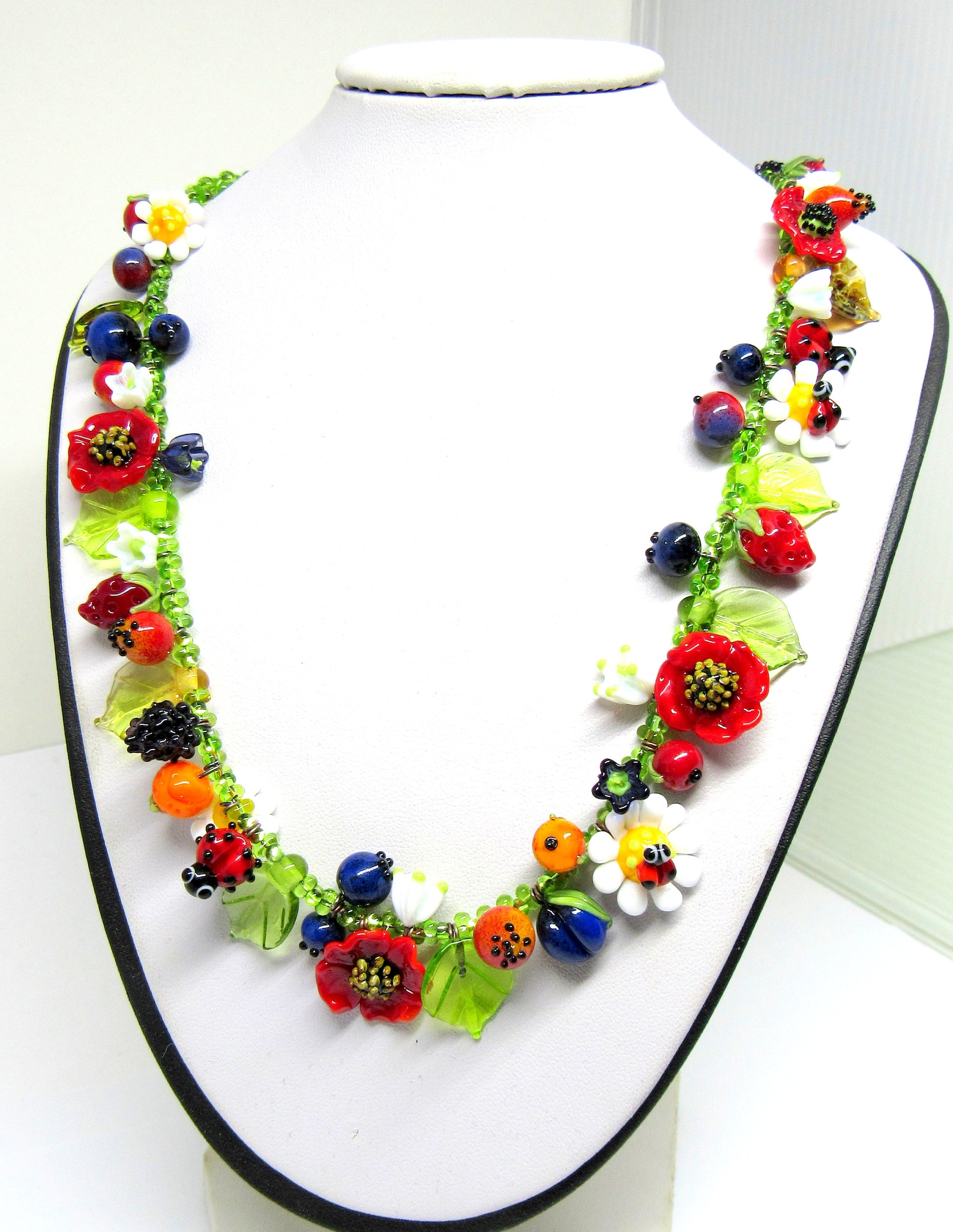 Muranoglas Collier Sommer Mohn Margeriten Marienkäfer - Etsy