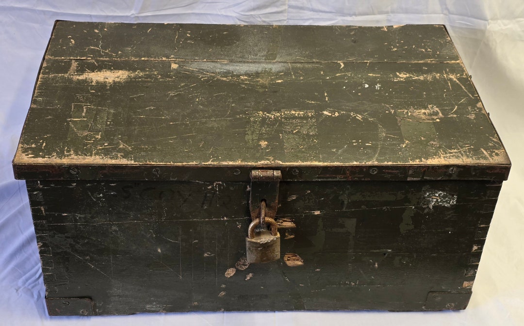 Rare Find, Vintage World War II Military Trunk, Rustic Wood, Upcycling ...