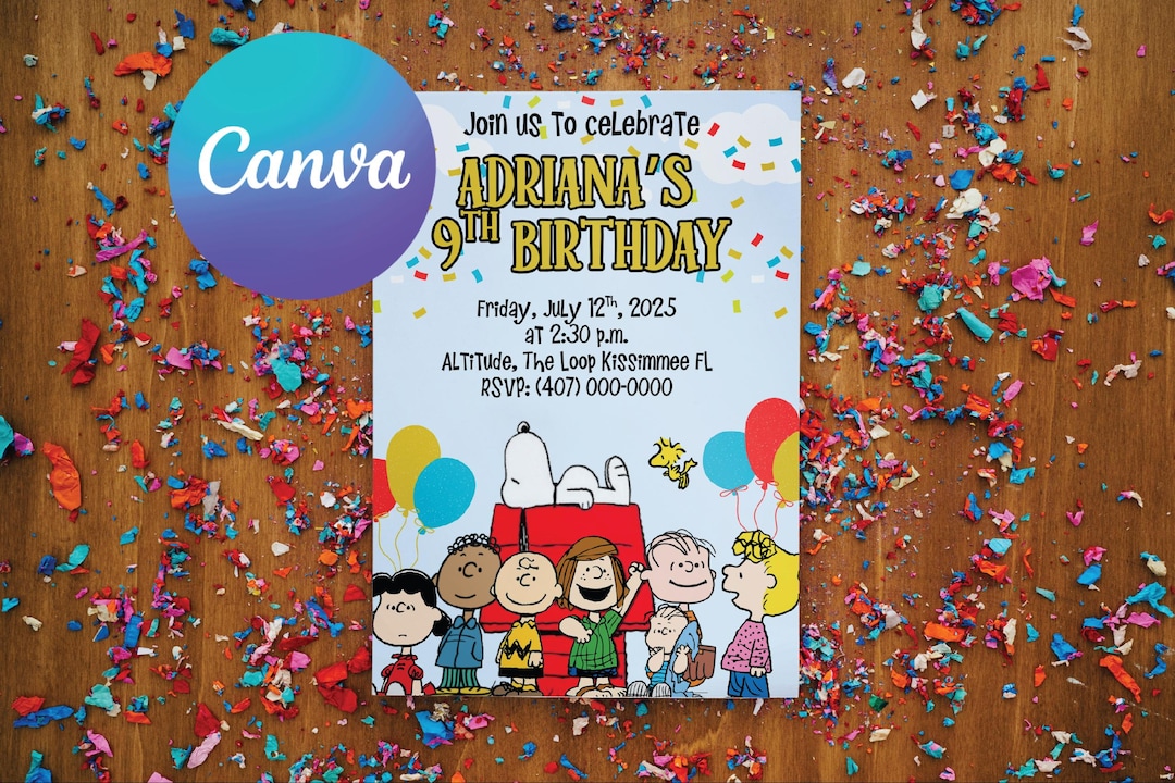Peanuts Birthday Invitation - Etsy