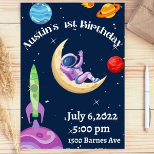 Outer Space Birthday Invitation, Personalized Invite for Boys Girls ...