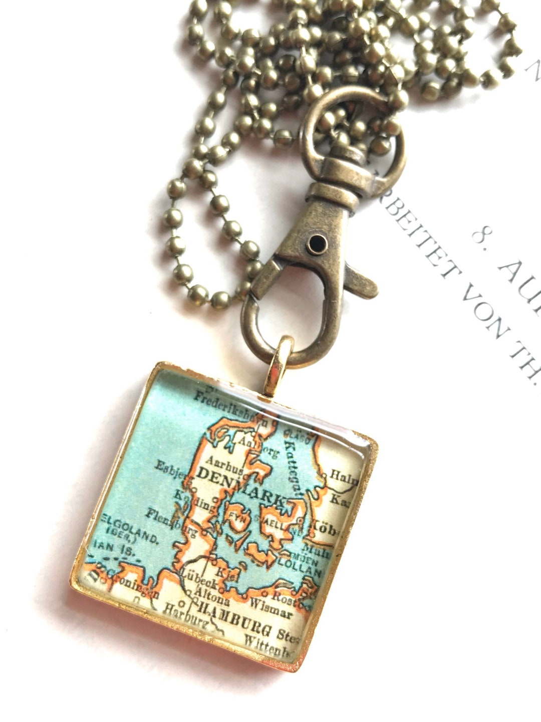 Denmark Map Necklace.or.denmark Map Keychain.personalized Gift for Nana ...