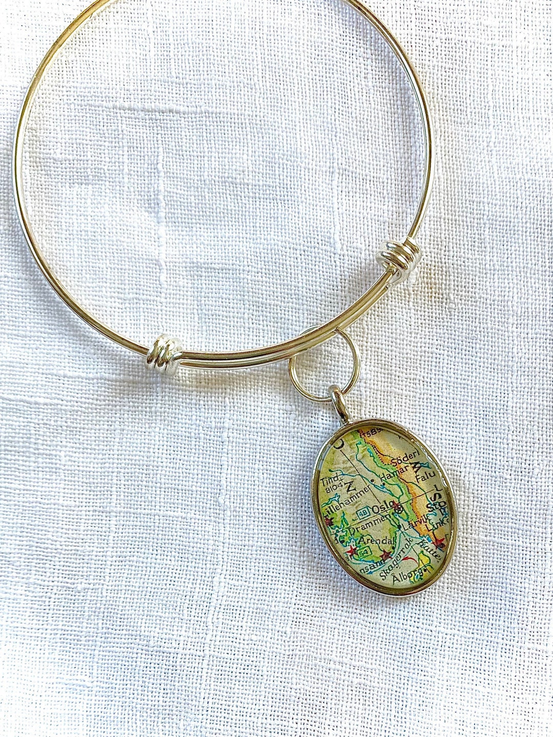 Oslo Norway Charm Bracelet. Handmade Map Bangle Bracelet. the Perfect ...