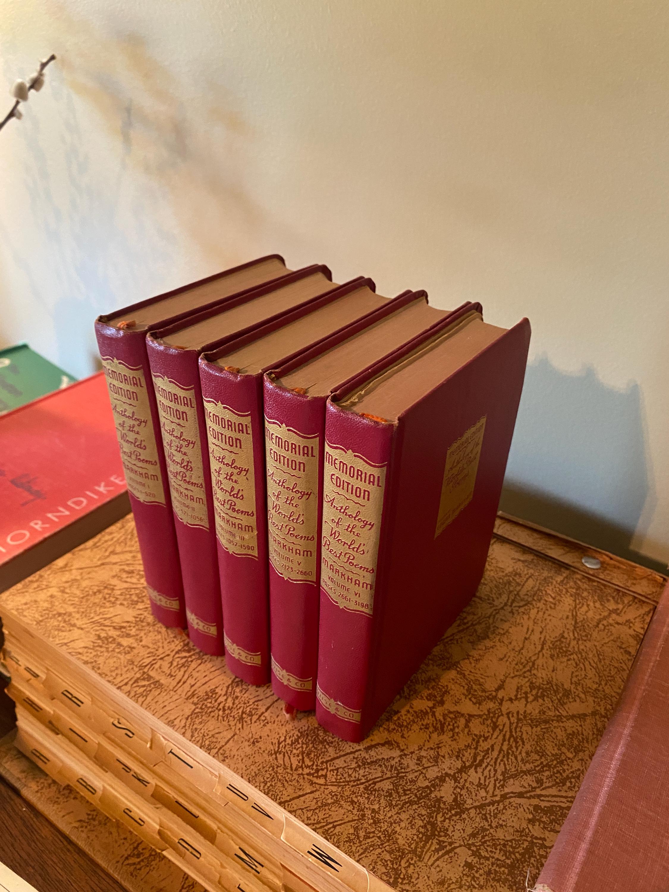 Anthology of the Worlds Best Poems Book Set.by Edwin Markham.pretty Red ...